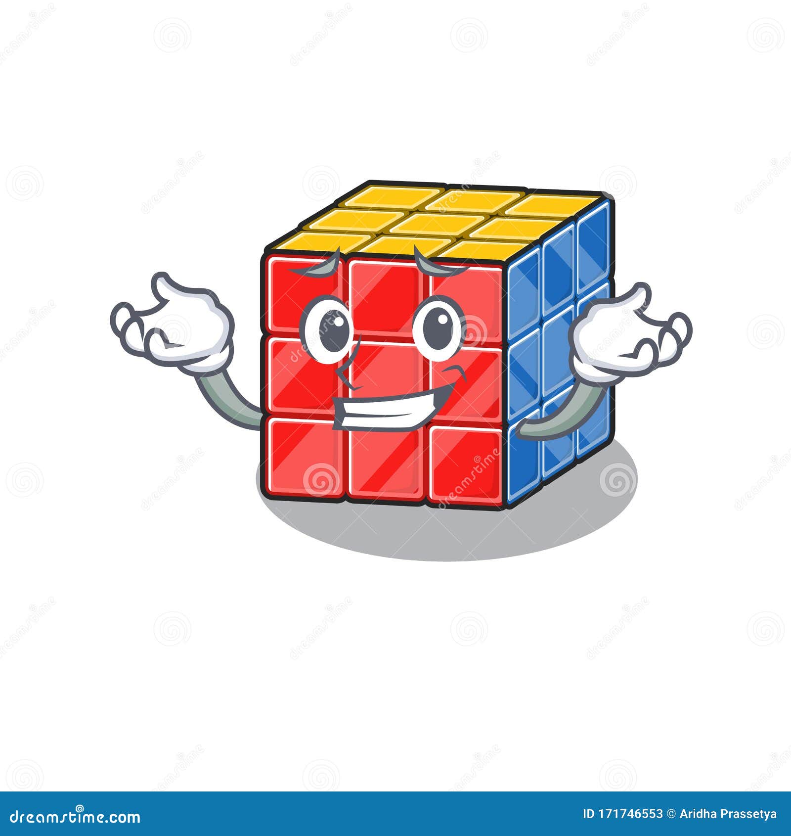 Cute Grinning Rubic Cube Mascot Cartoon Style Editorial Stock Photo ...