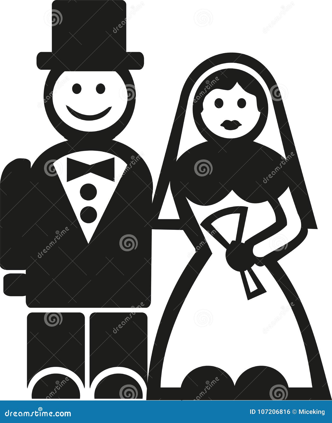 Cute groom and bride icon stock vector. Illustration of isolated ...