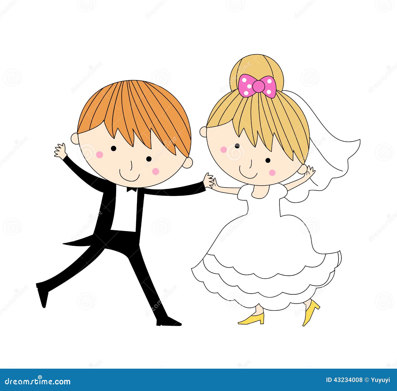Cute Groom And Bride Vector Illustration | CartoonDealer.com #43234008