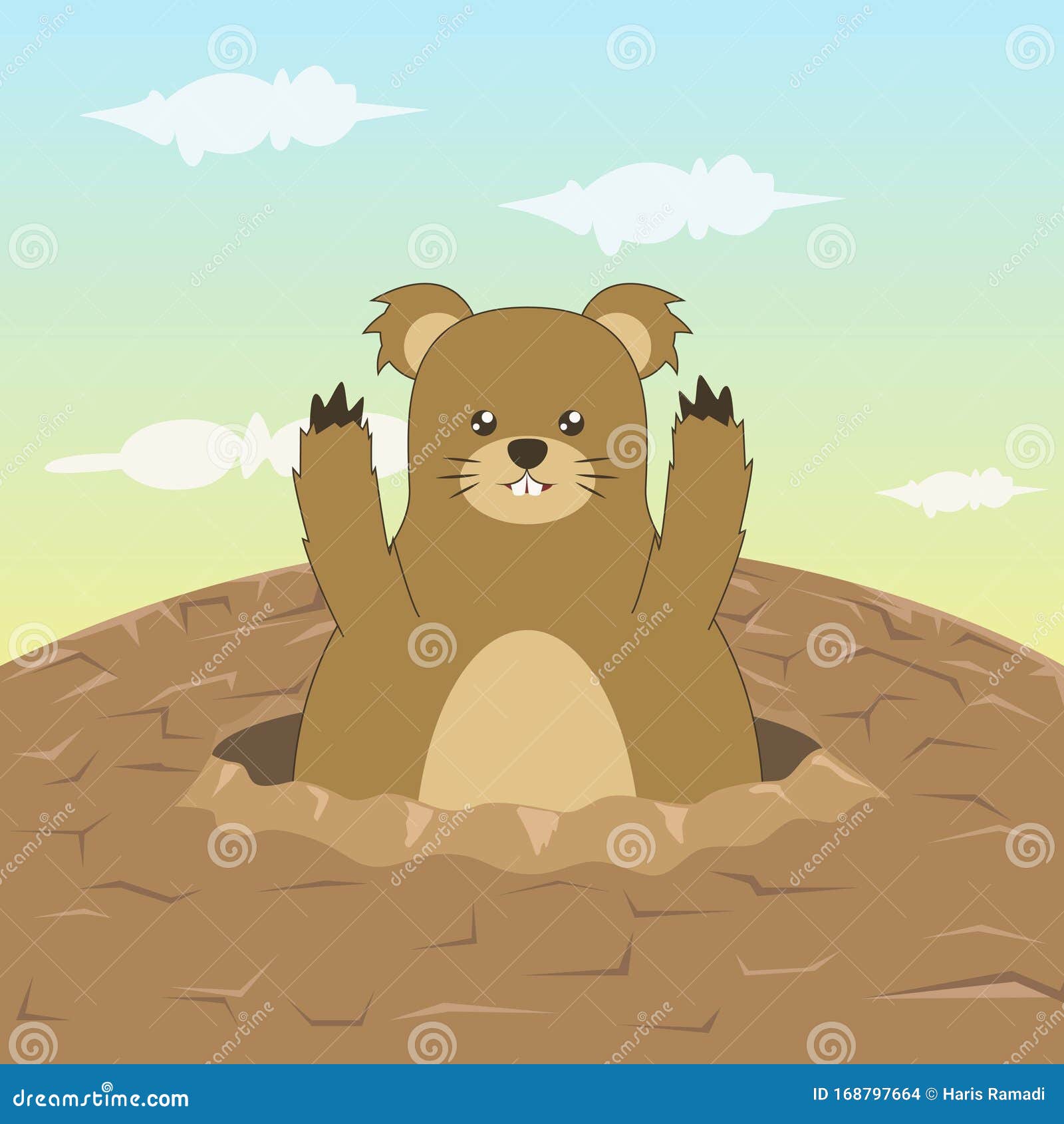 Cute Groundhog Cartoon Illustration, Happy Groundhog Day Stock Vector ...