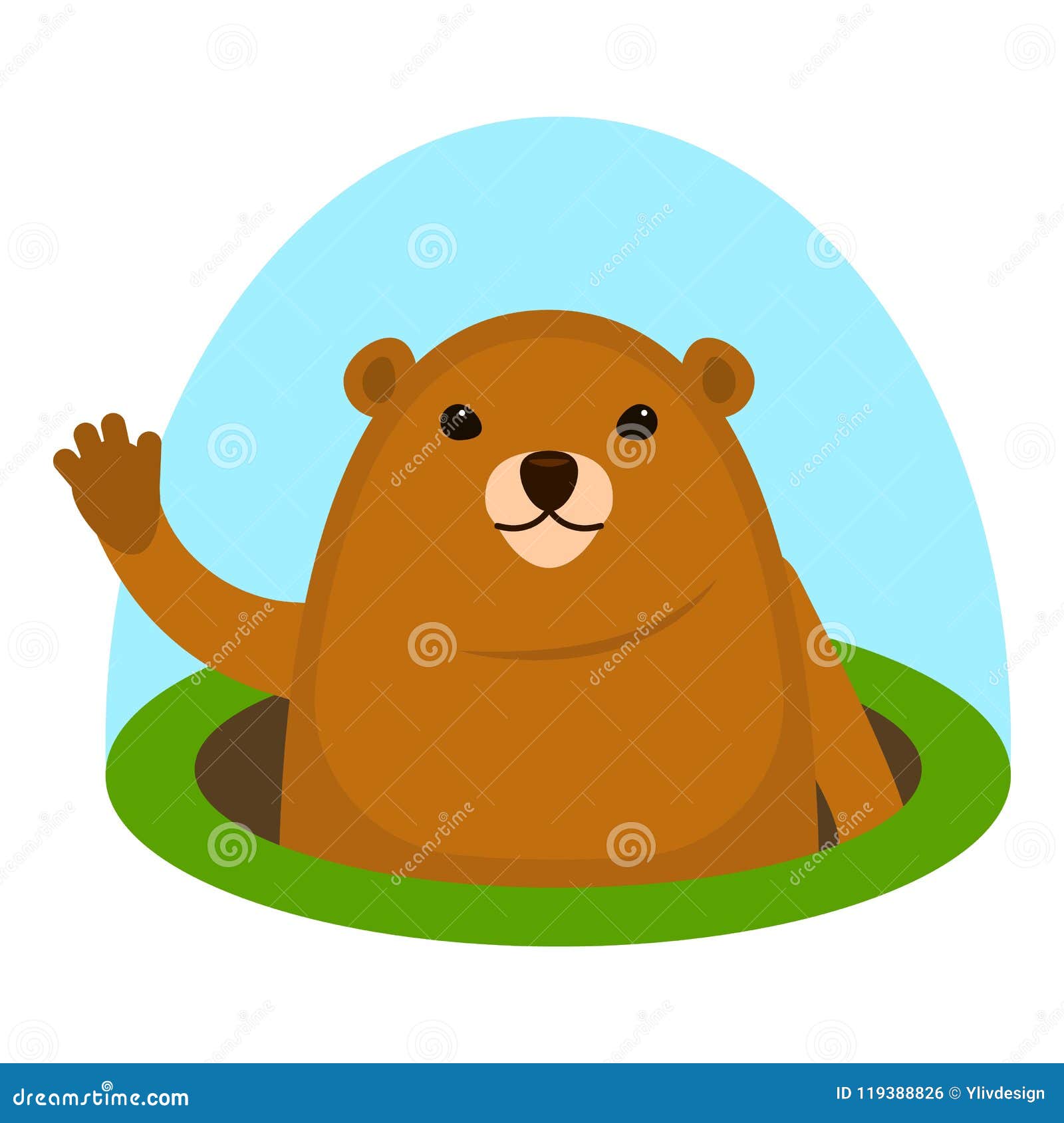 Cute Groundhog Icon, Flat Style Stock Vector - Illustration of cute ...