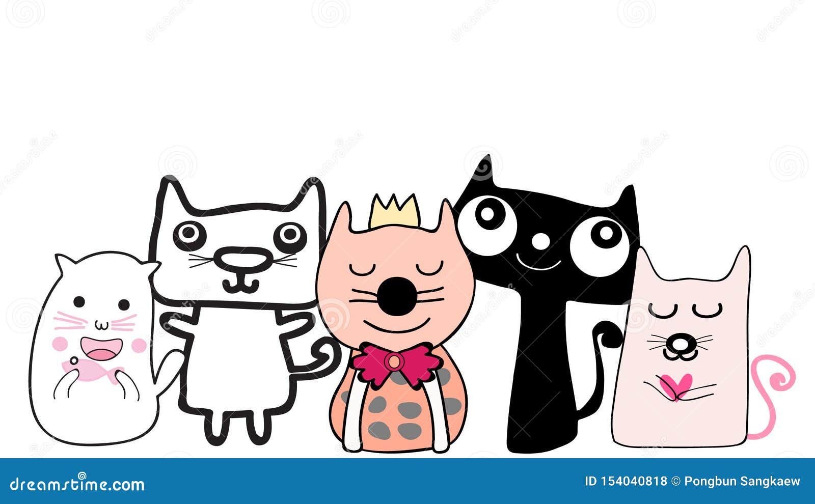 Cute Group of Cat ,doodle Design Vector Stock Vector - Illustration of ...
