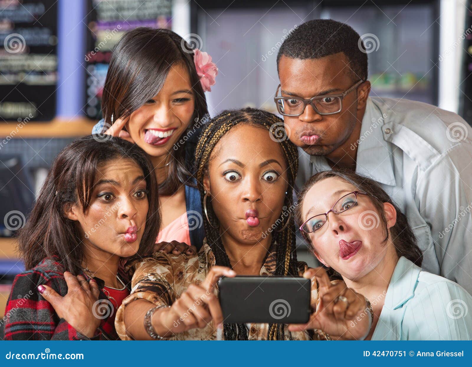 Cute Group Making Faces stock image. Image of coffee - 42470751