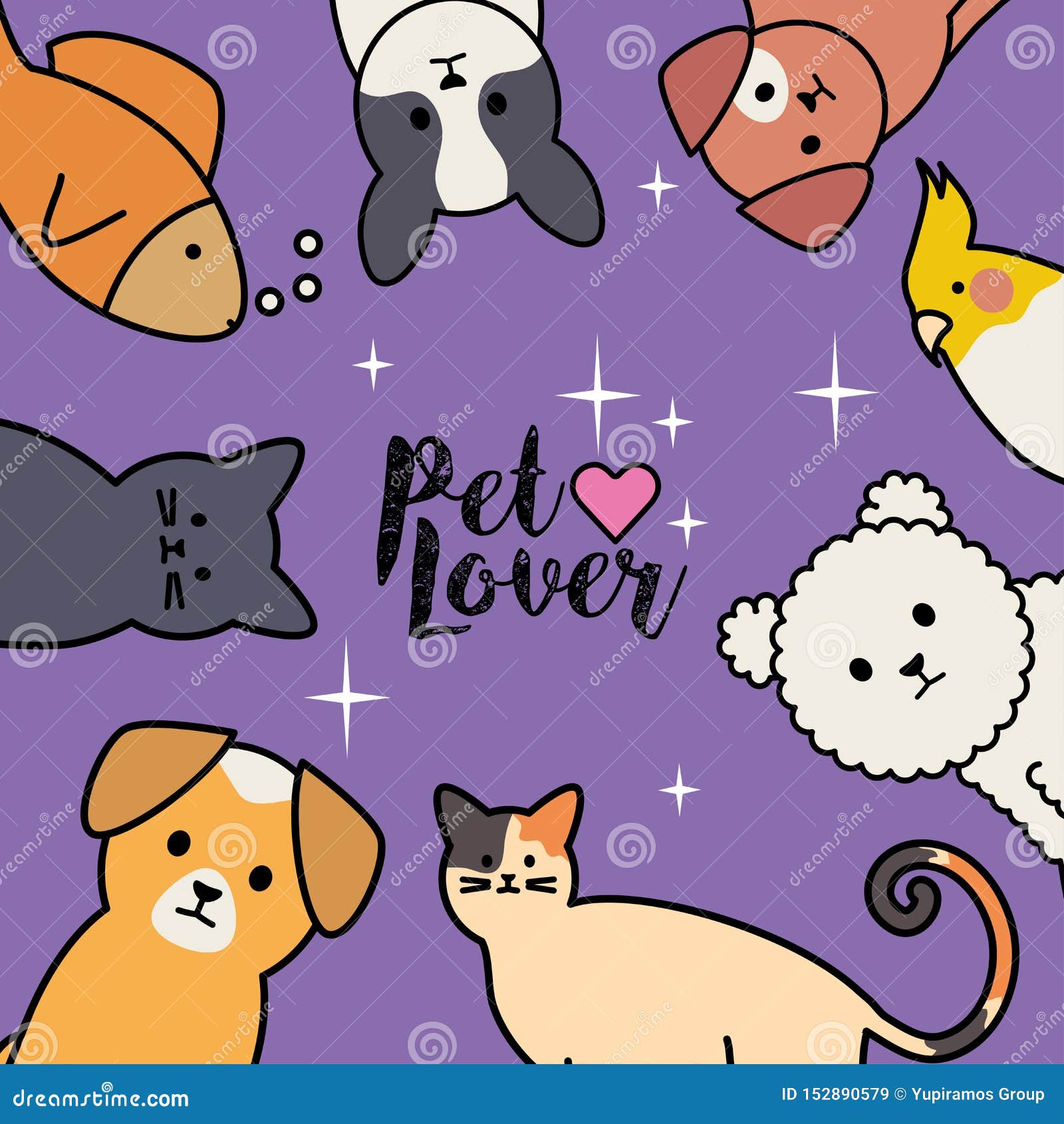 Cute Group of Mascots Characters Around Stock Vector - Illustration of ...