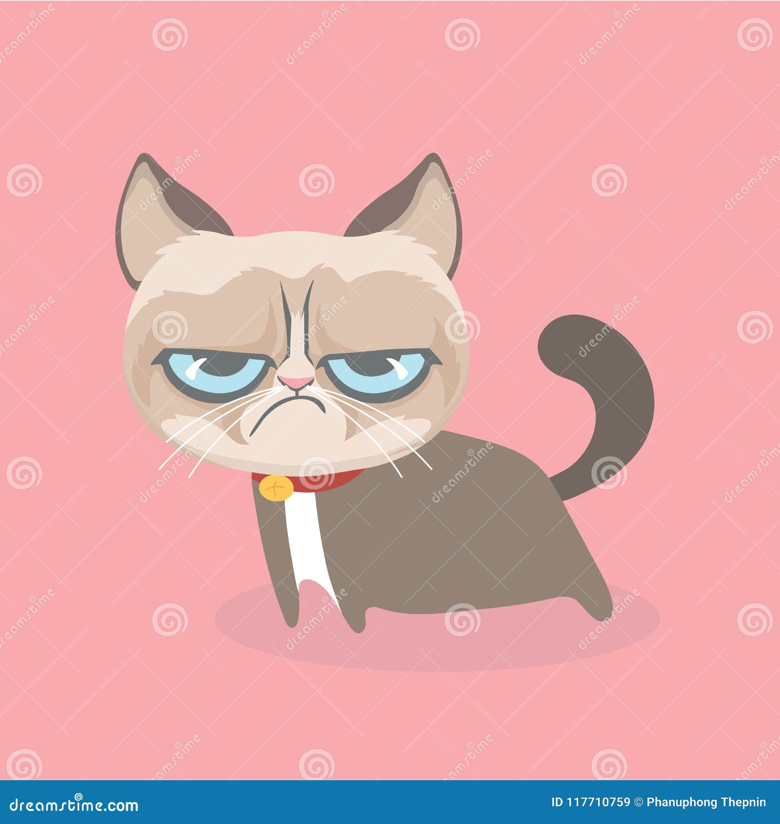 Cute grumpy cat. stock vector. Illustration of furry - 117710759