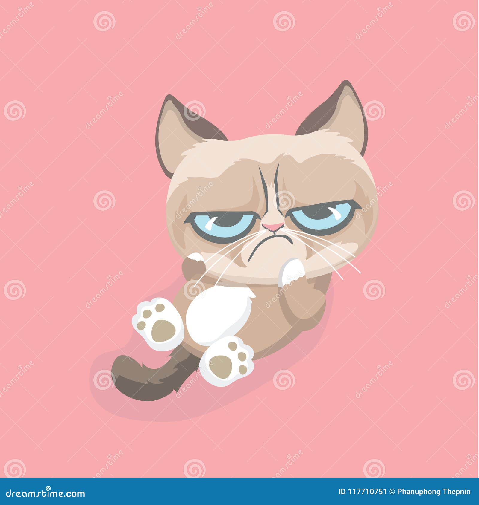Cute grumpy cat. stock vector. Illustration of cute - 117710751