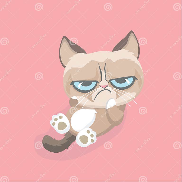 Cute grumpy cat. stock vector. Illustration of cute - 117710751