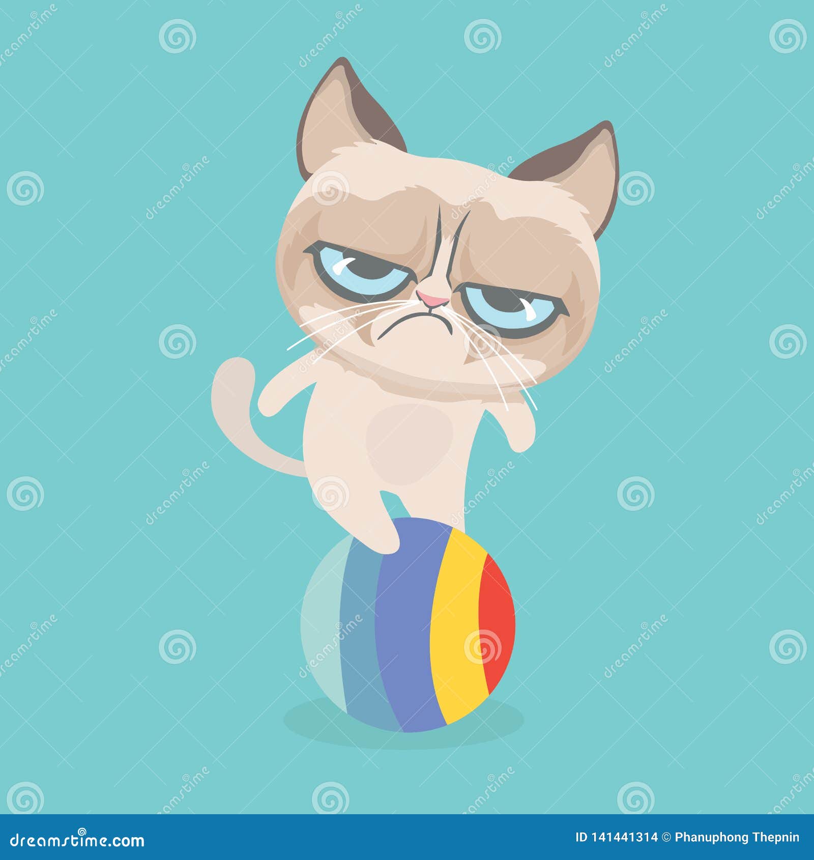 Cute grumpy cat. stock vector. Illustration of angry - 141441314