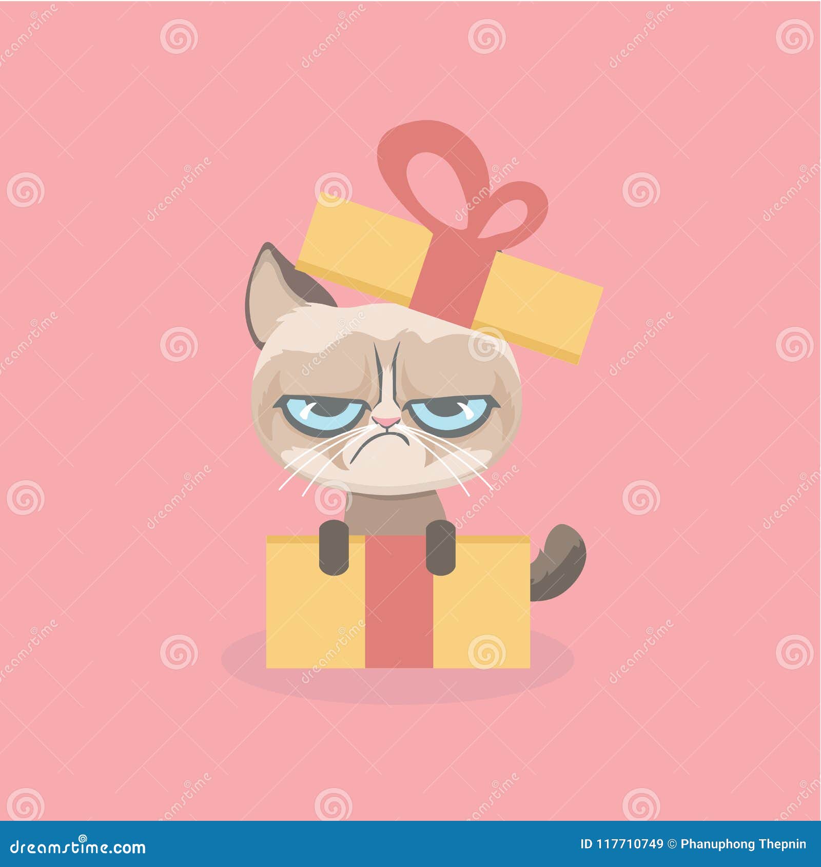 Cute grumpy cat. stock vector. Illustration of kitten - 117710749