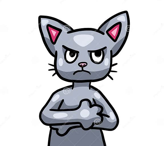Cute Grumpy Grey Cat stock illustration. Illustration of kitty - 191389583