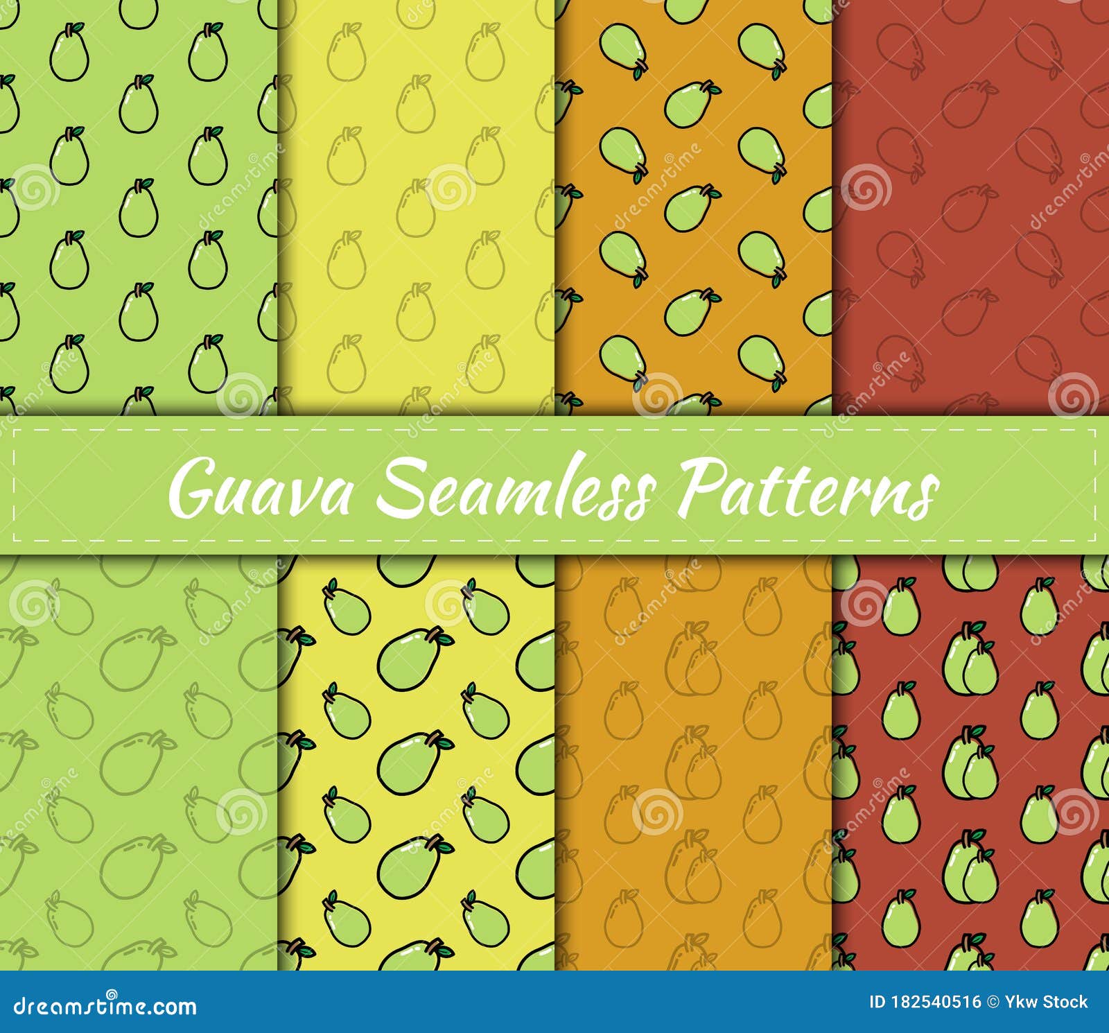 Set the Collection of Guava Seamless Patterns Stock Vector ...