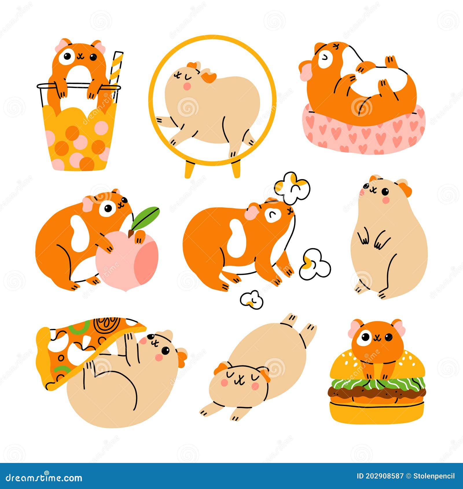 Cute Guinea Pigs Characters, Vector Illustration Set Stock Vector ...