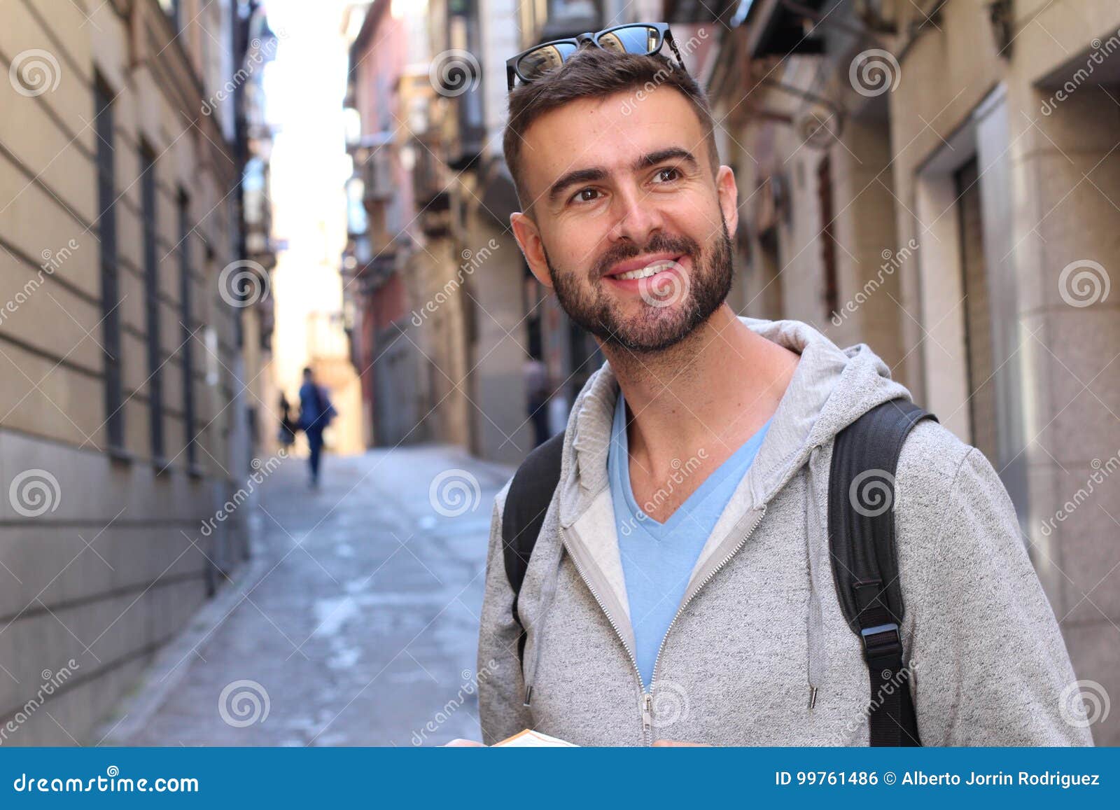 Cute Guy Exploring the City Stock Photo - Image of holiday, smiling ...