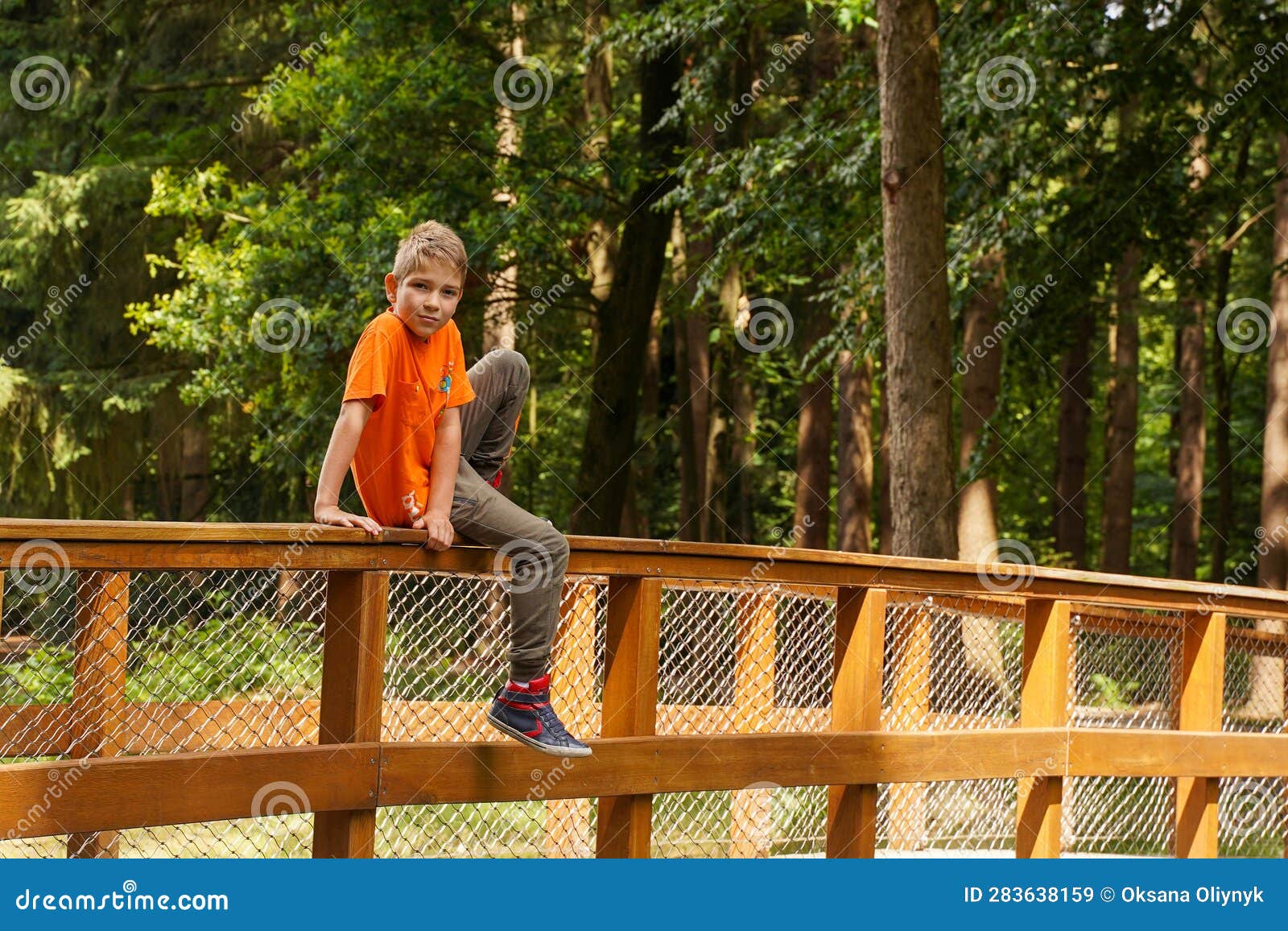 Cute Guy Resting on a Bridge in the Park. Stock Image - Image of ...