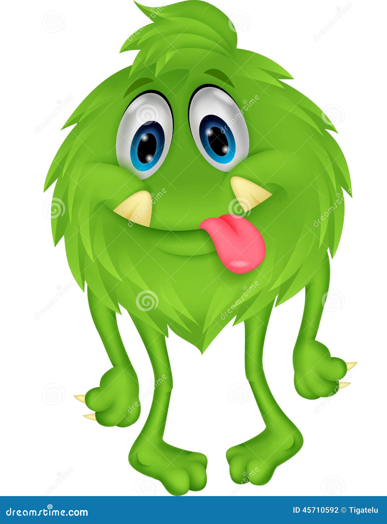 Cute hairy green monster stock vector. Illustration of mascot - 45710592