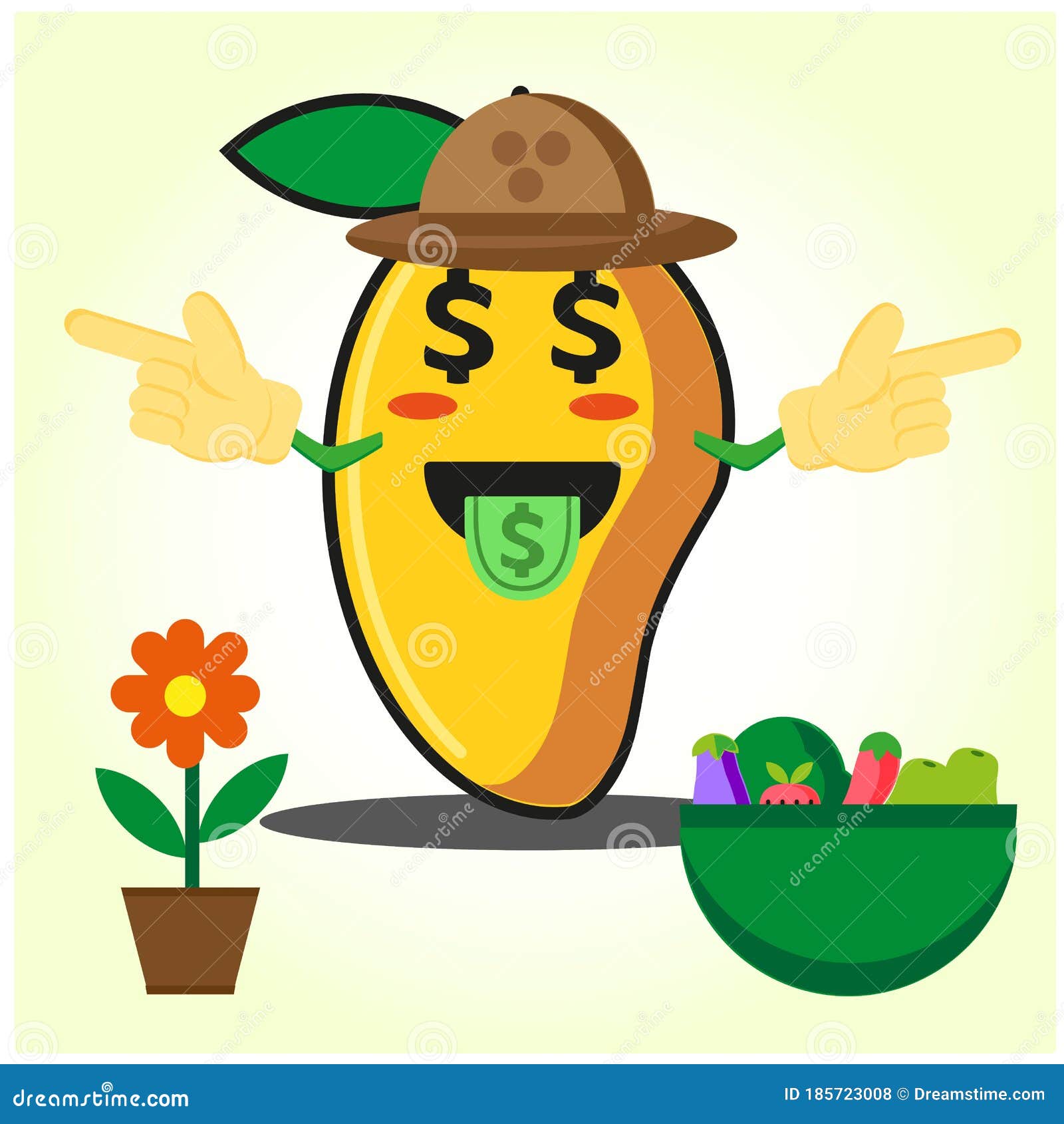 Cute Half Mango Fire Fighter Cartoon Character Holding Two Axes Design ...