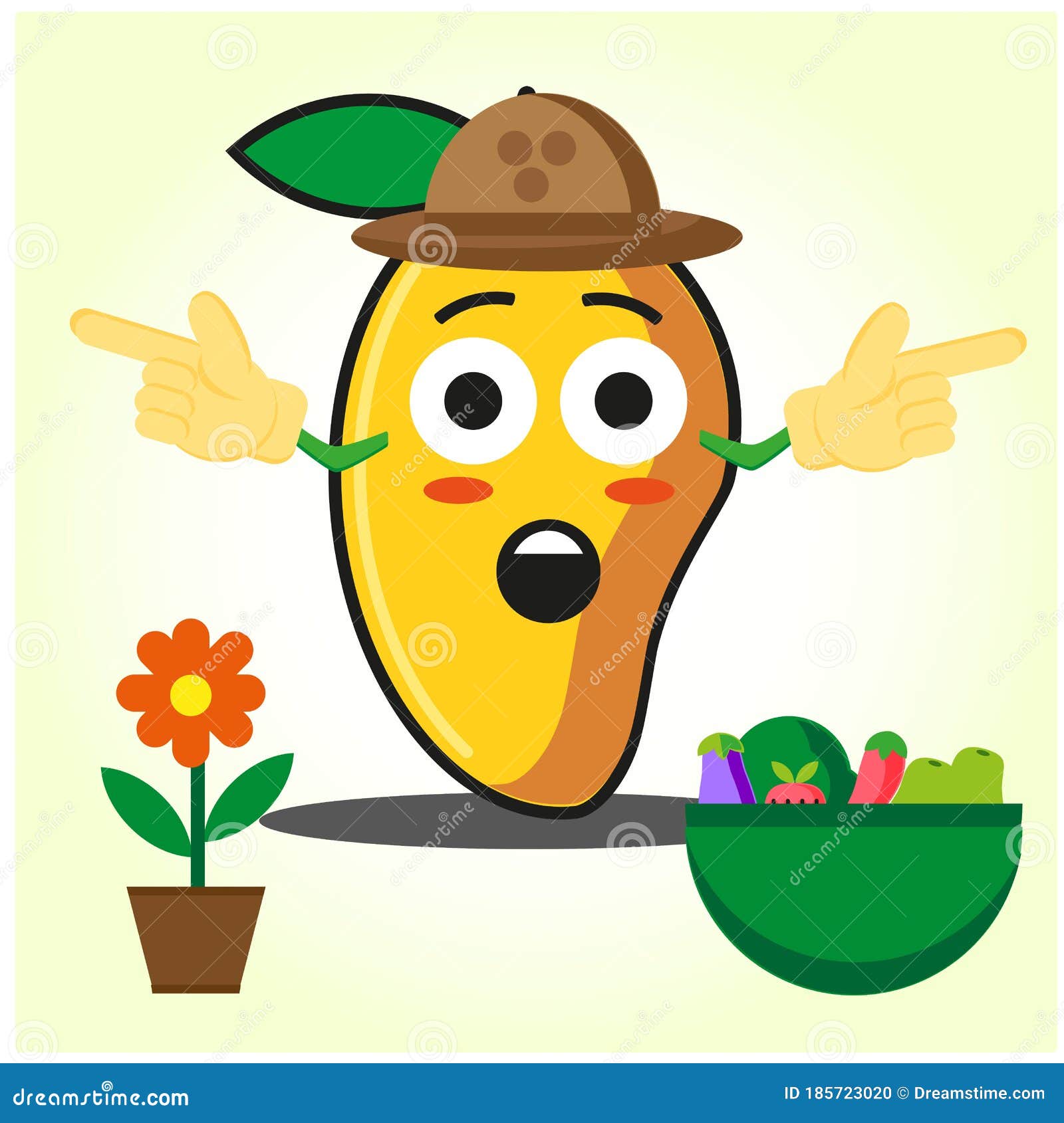 Cute Half Mango Fire Fighter Cartoon Character Holding Two Axes Design ...