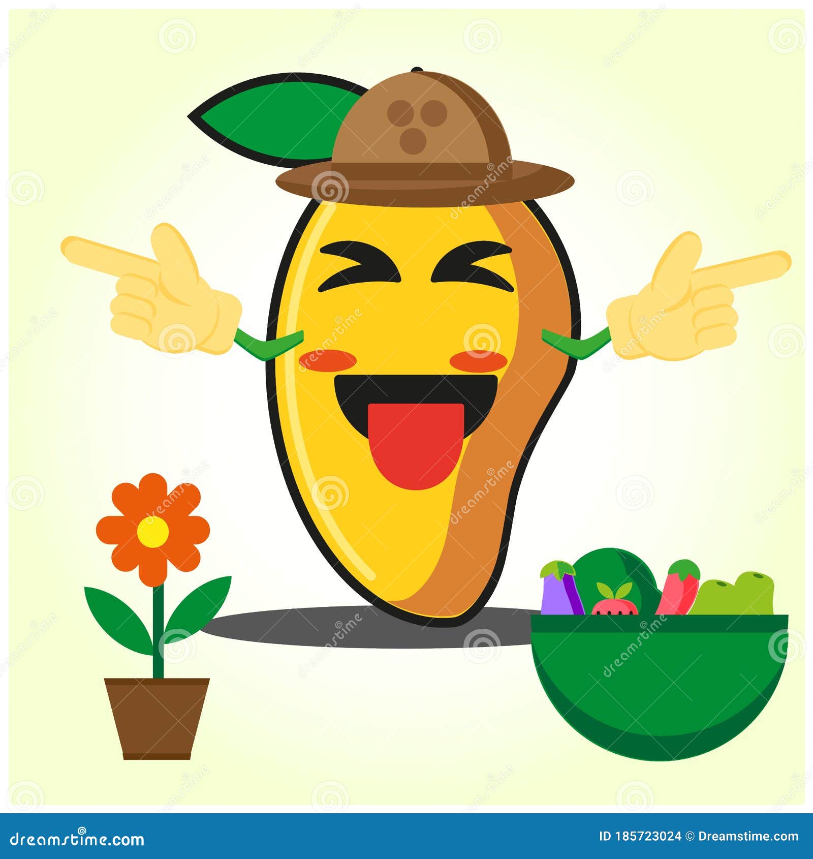 Cute Half Mango Fire Fighter Cartoon Character Holding Two Axes Design ...