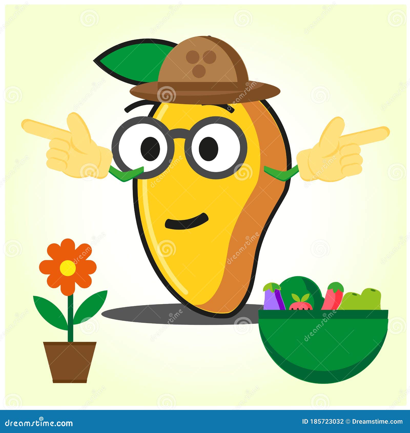 Cute Half Mango Fire Fighter Cartoon Character Holding Two Axes Design ...