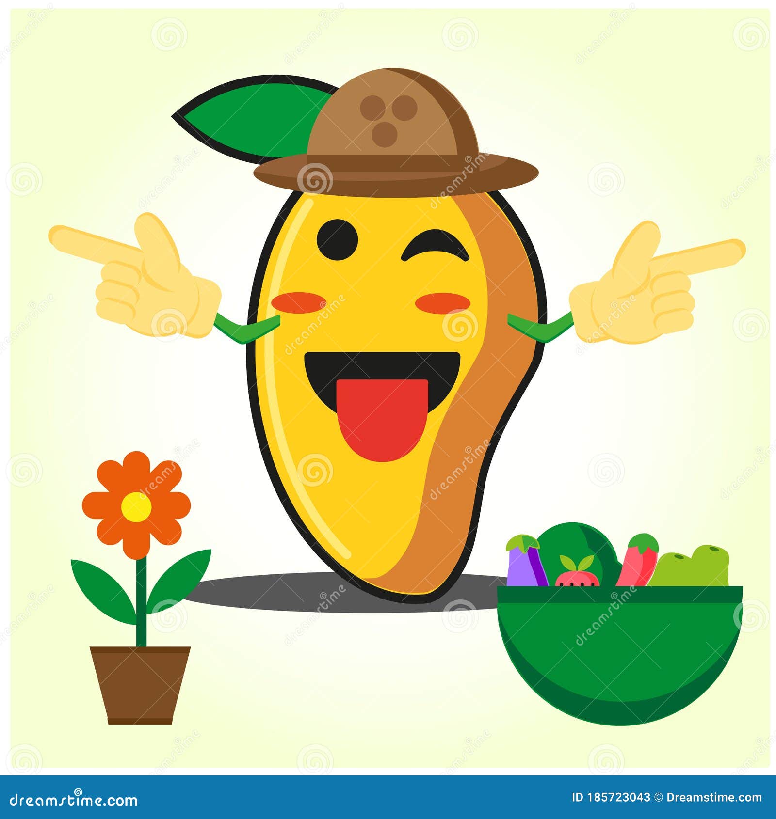 Cute Half Mango Fire Fighter Cartoon Character Holding Two Axes Design ...