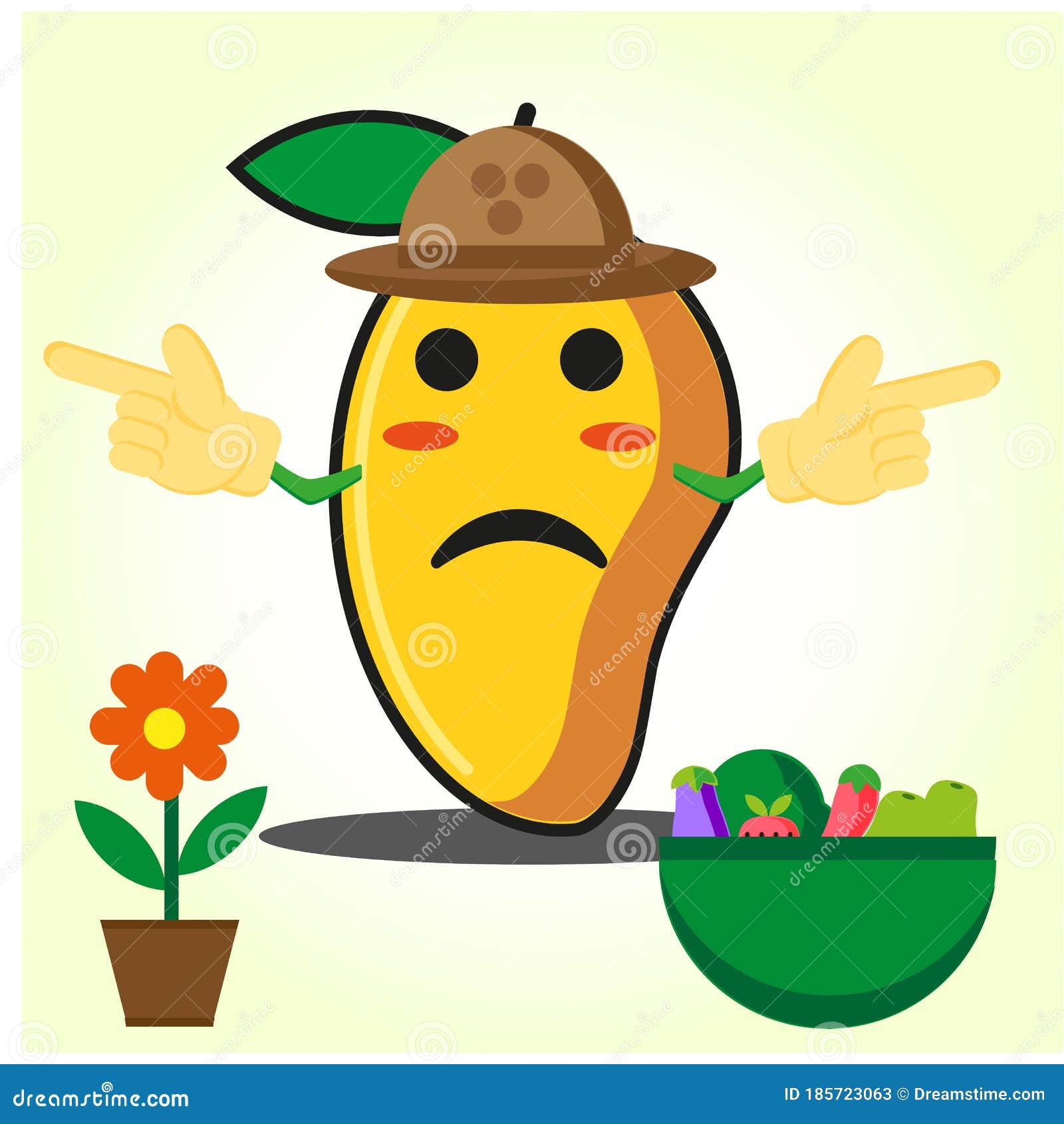 Cute Half Mango Fire Fighter Cartoon Character Holding Two Axes Design ...