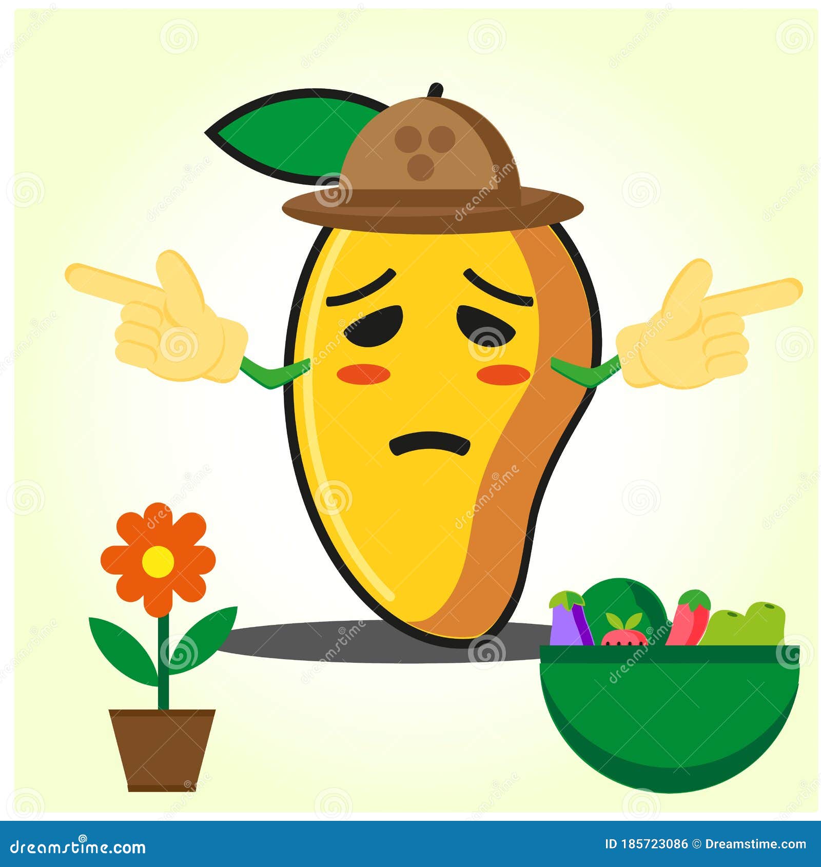 Cute Half Mango Fire Fighter Cartoon Character Holding Two Axes Design ...