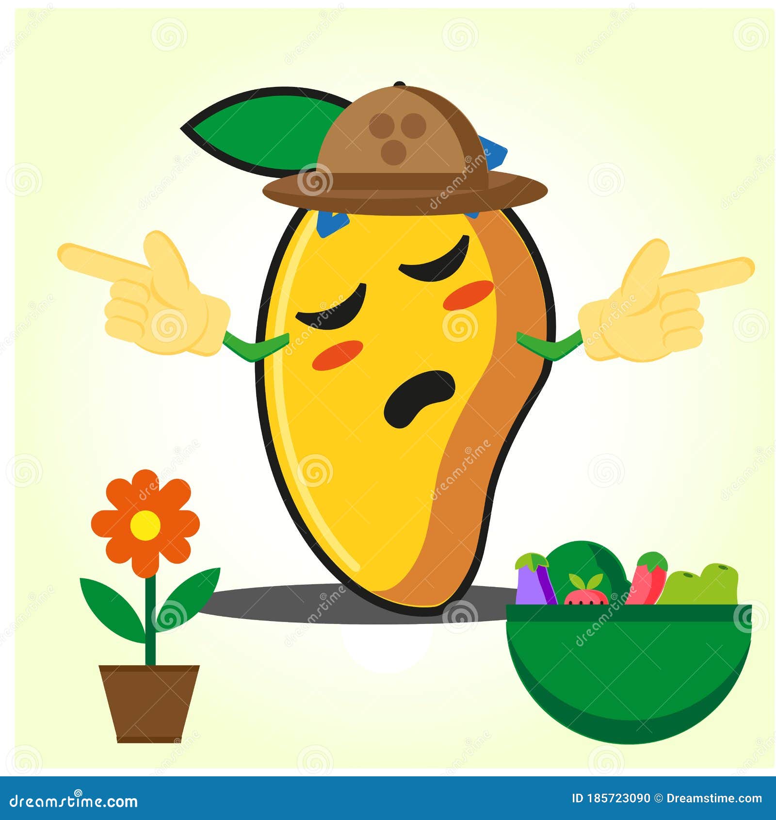 Cute Half Mango Fire Fighter Cartoon Character Holding Two Axes Design ...