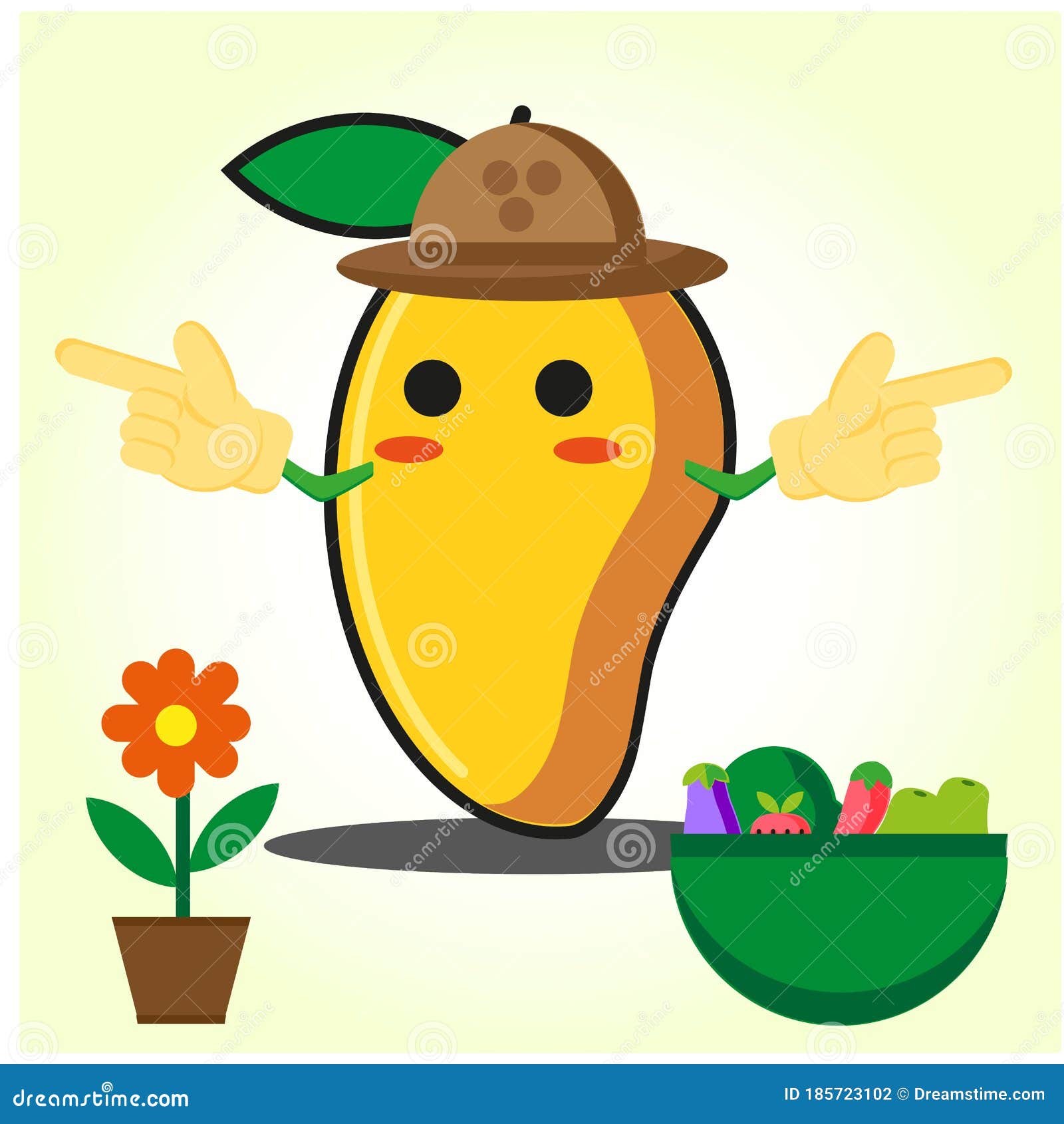 Cute Half Mango Fire Fighter Cartoon Character Holding Two Axes Design ...