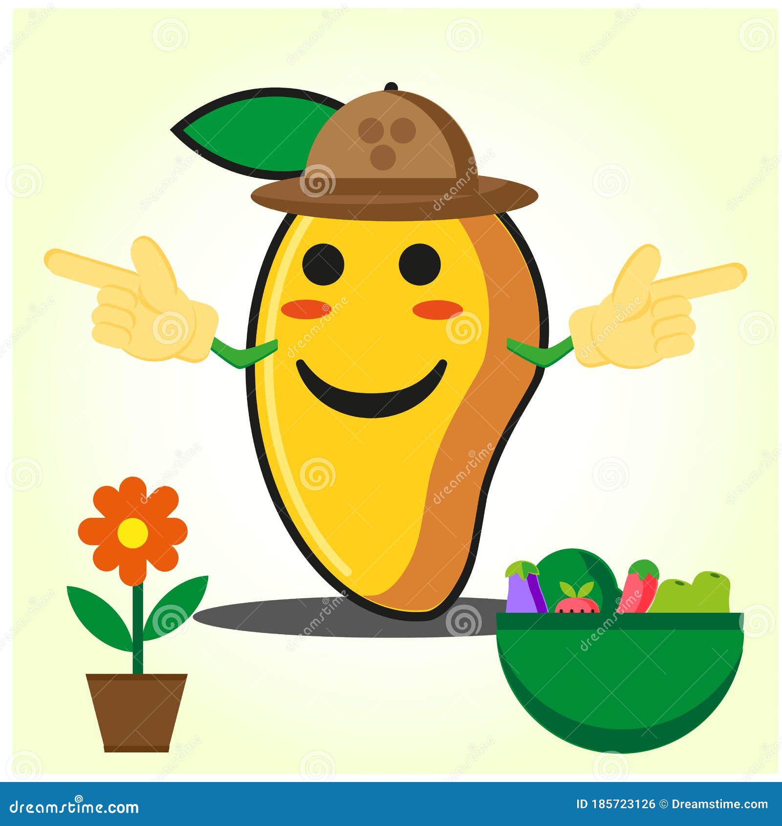 Cute Half Mango Fire Fighter Cartoon Character Holding Two Axes Design ...