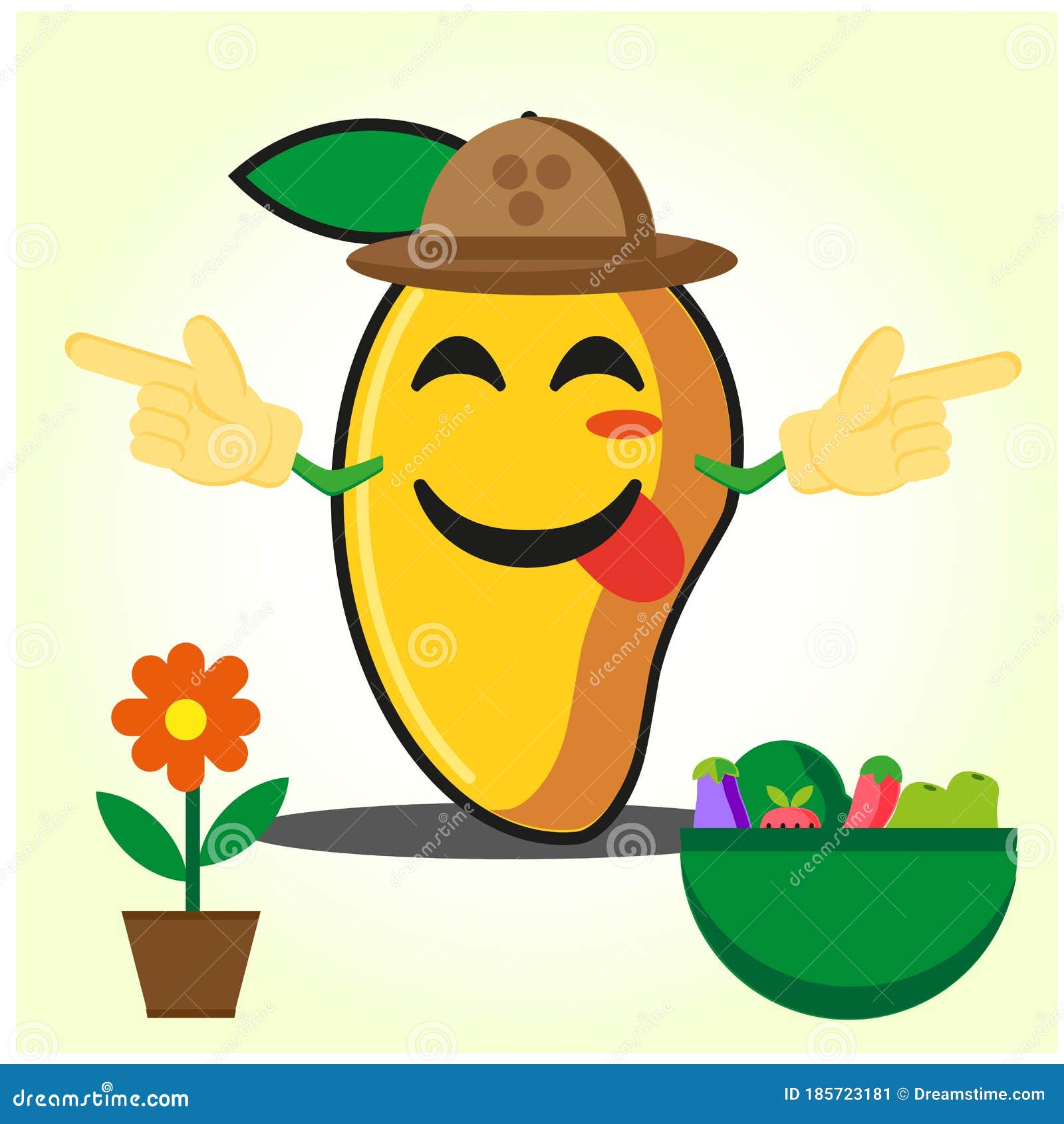 Cute Half Mango Fire Fighter Cartoon Character Holding Two Axes Design ...