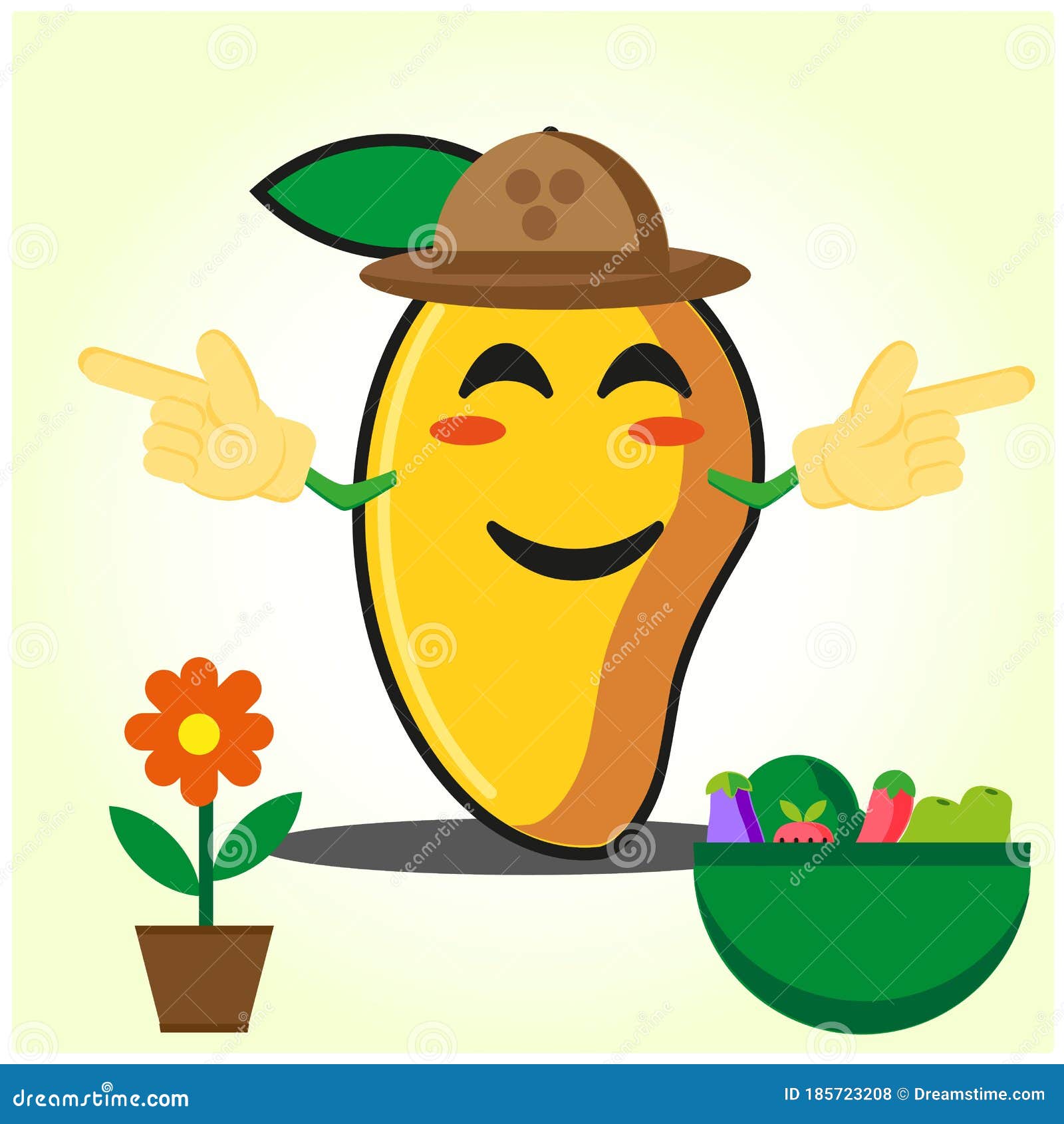 Cute Half Mango Fire Fighter Cartoon Character Holding Two Axes Design ...