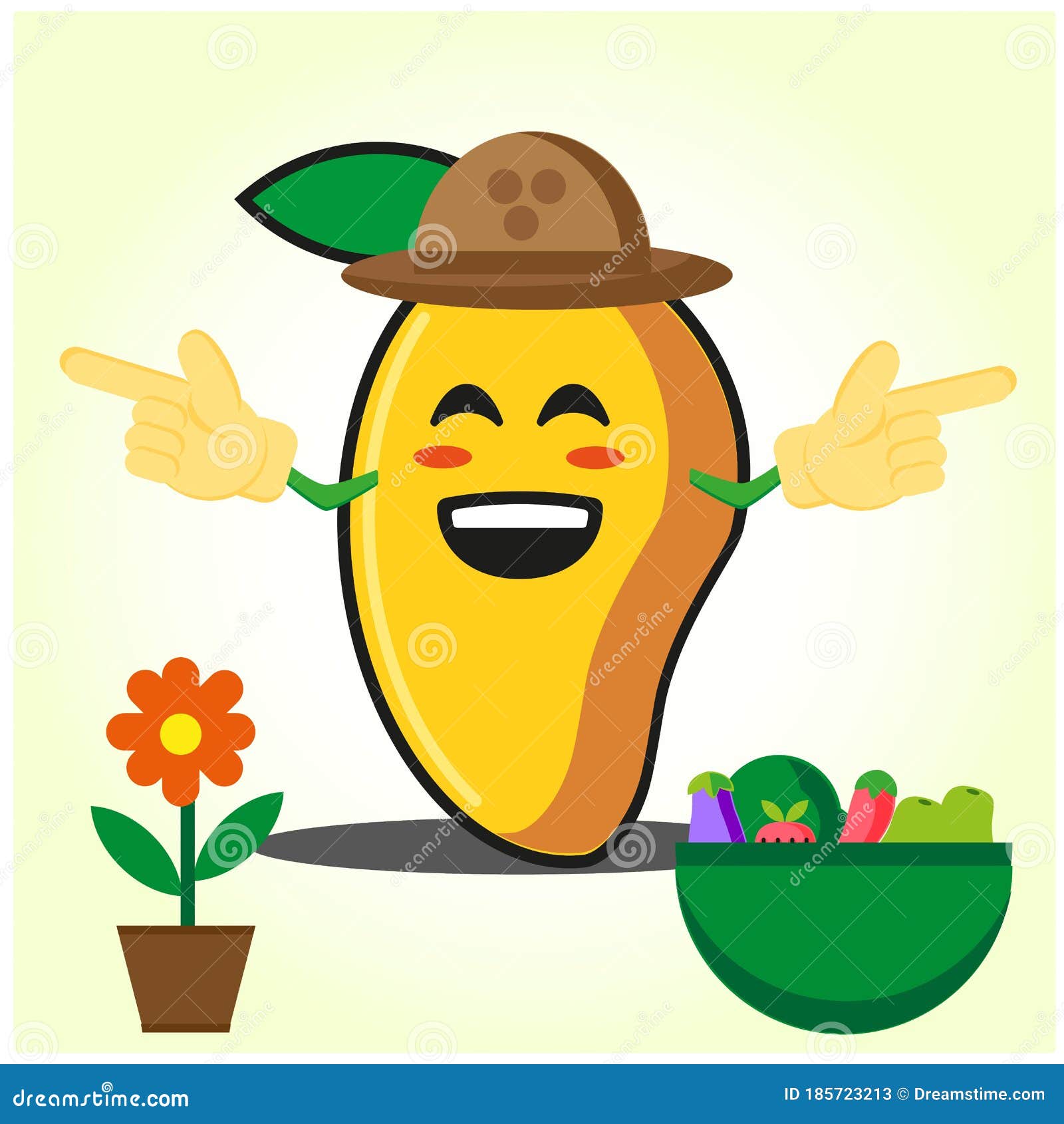 Cute Half Mango Fire Fighter Cartoon Character Holding Two Axes Design ...