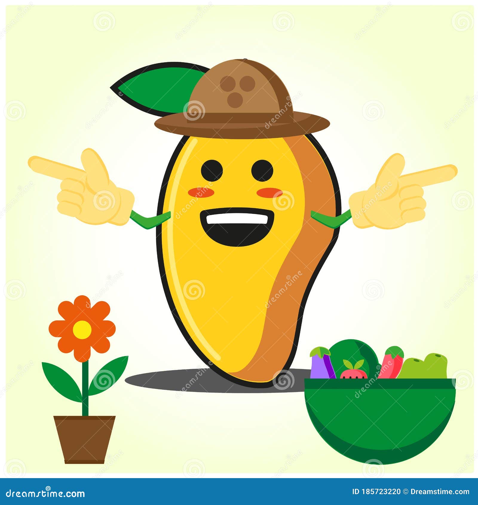 Cute Half Mango Fire Fighter Cartoon Character Holding Two Axes Design ...