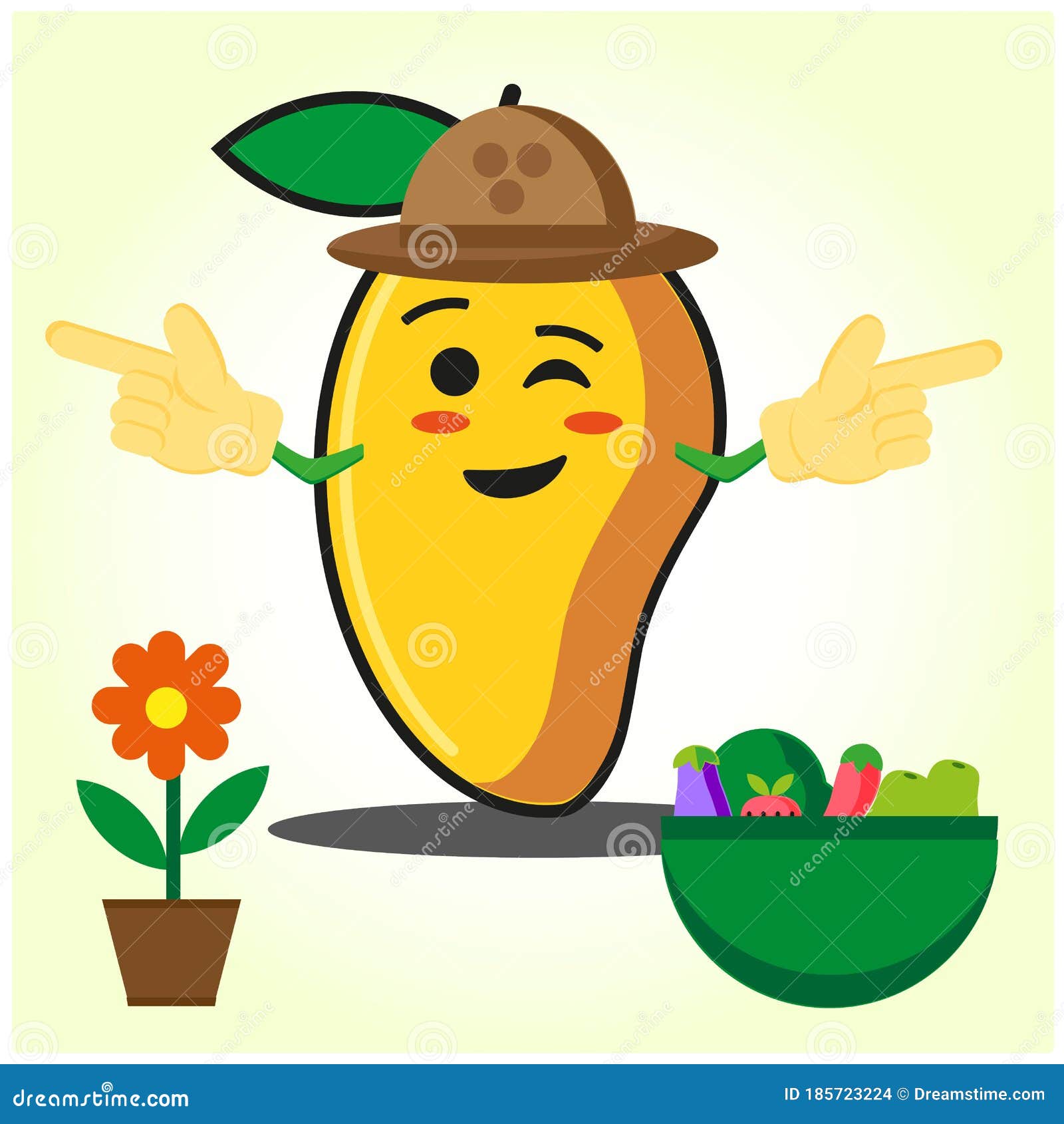 Cute Half Mango Fire Fighter Cartoon Character Holding Two Axes Design ...