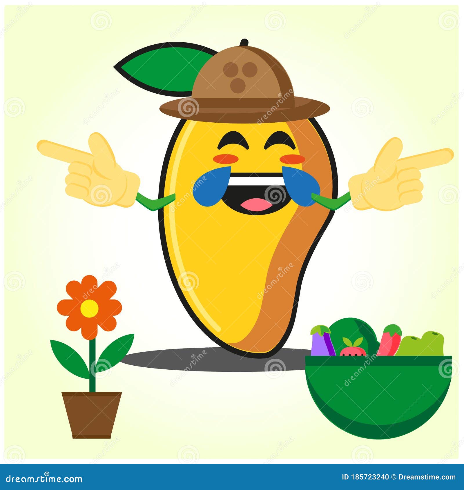 Cute Half Mango Fire Fighter Cartoon Character Holding Two Axes Design ...