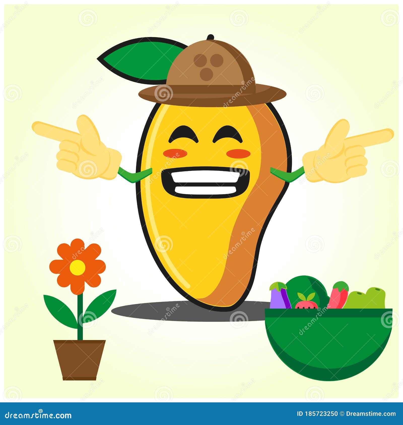 Cute Half Mango Fire Fighter Cartoon Character Holding Two Axes Design ...