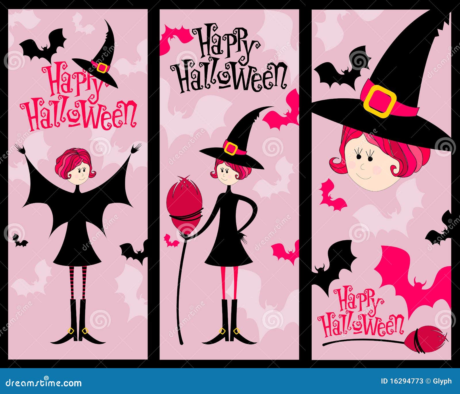 Cute Halloween banner set stock vector. Illustration of black - 16294773