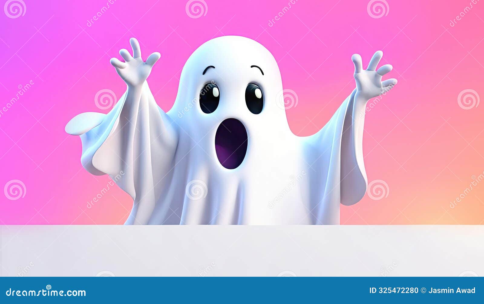 Cute Halloween Ghost with Copy Space Stock Illustration - Illustration ...