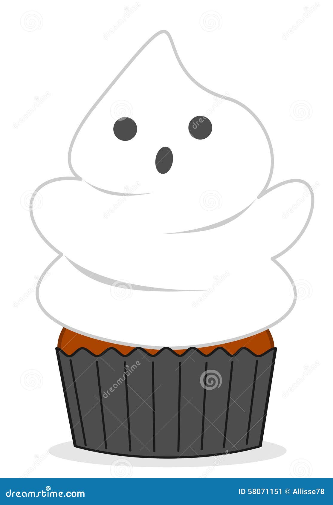 Cute Halloween Ghost Cupcake Funny Cartoon Illustration Stock Vector ...