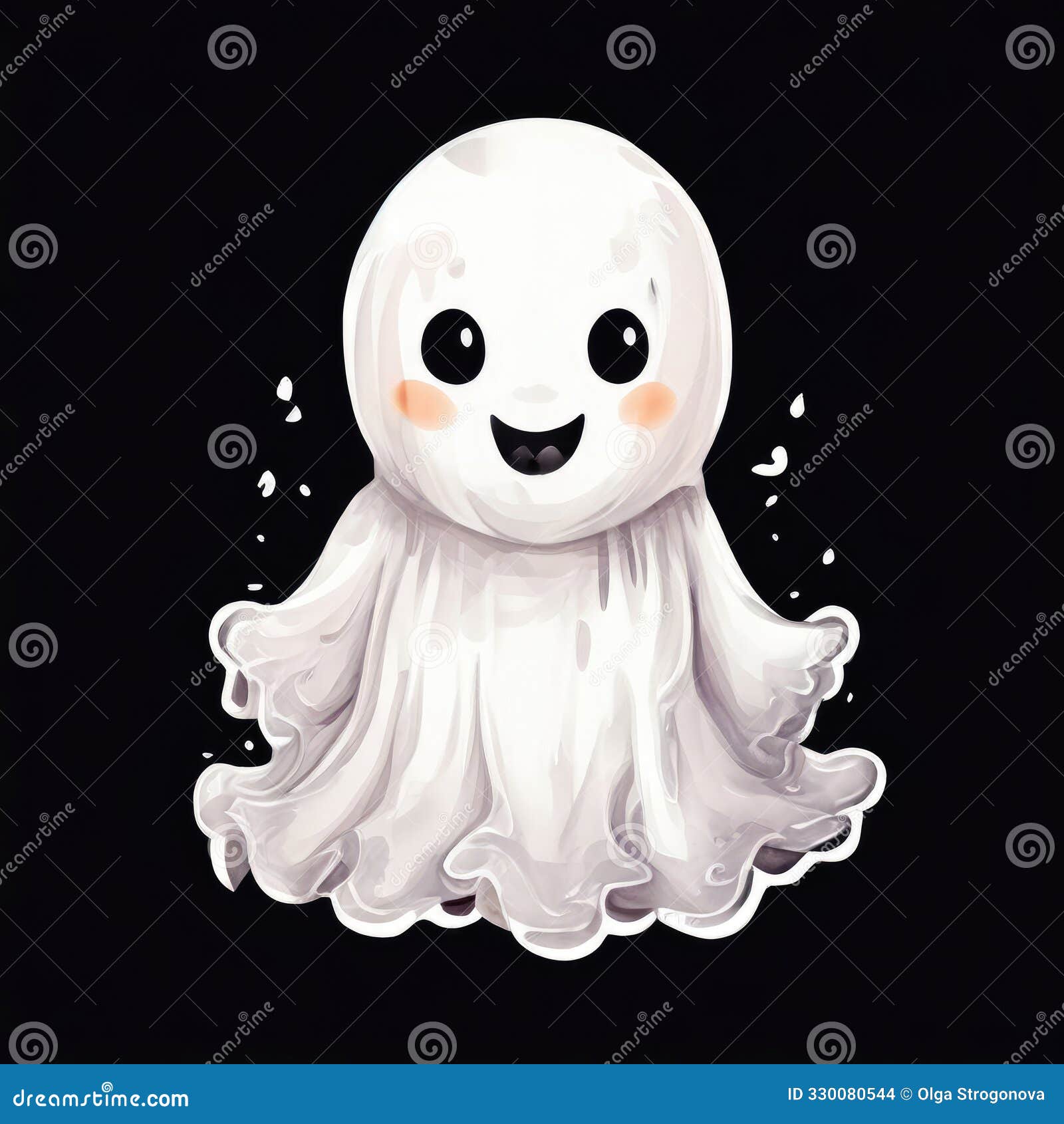 Cute Halloween Ghost Illustration Stock Photo - Image of white, lovely ...