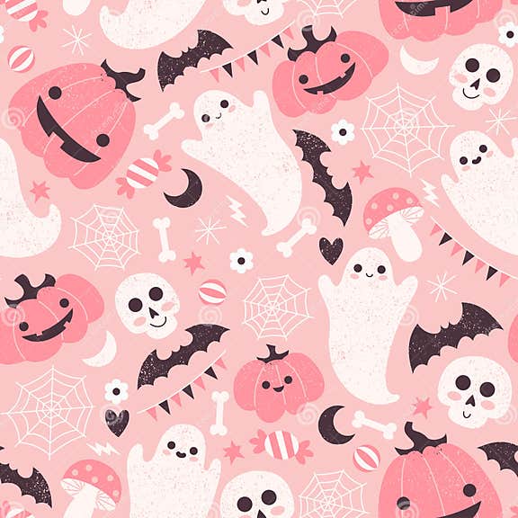 Cute Halloween Monsters Seamless Pattern. Vector Illustration. Stock ...