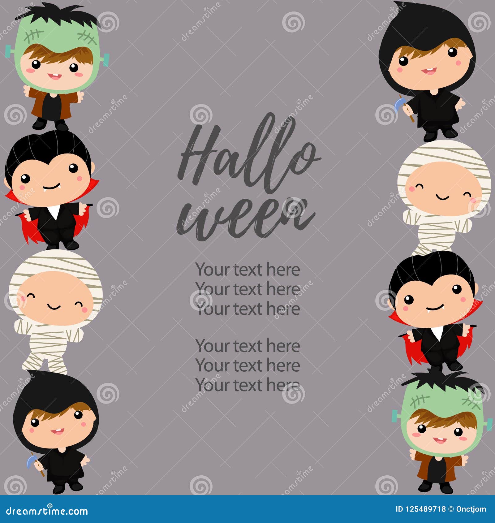 Halloween Vertical Border Costume Kids Stock Vector - Illustration of ...