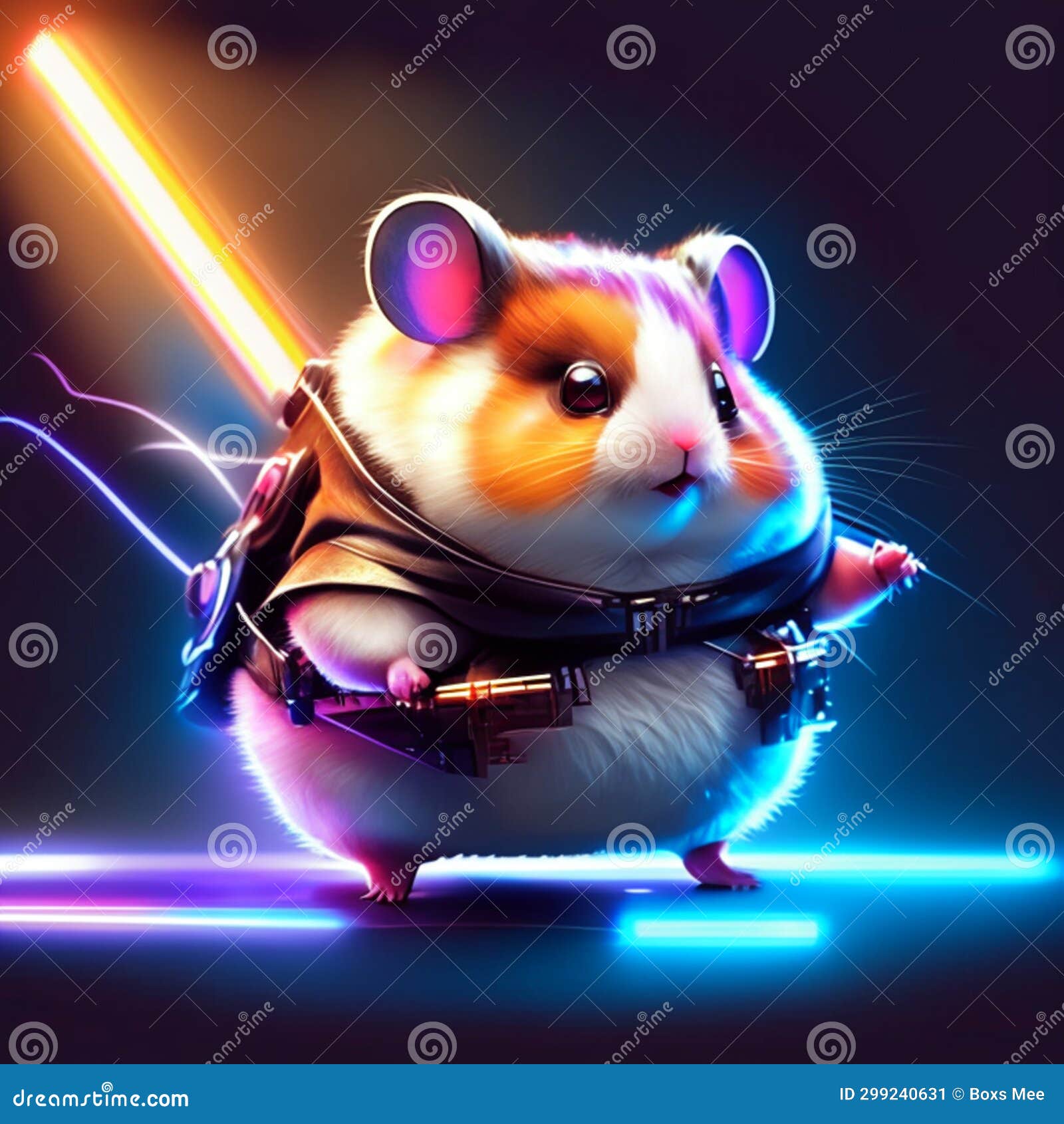 Cute Hamster in Armor with Sword. 3d Rendering Stock Illustration ...