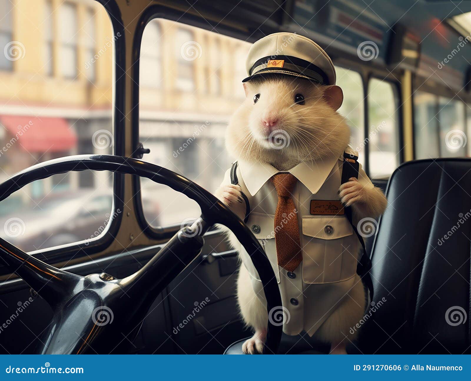 Cute Hamster in Bus Driver Costume Stock Illustration - Illustration of ...