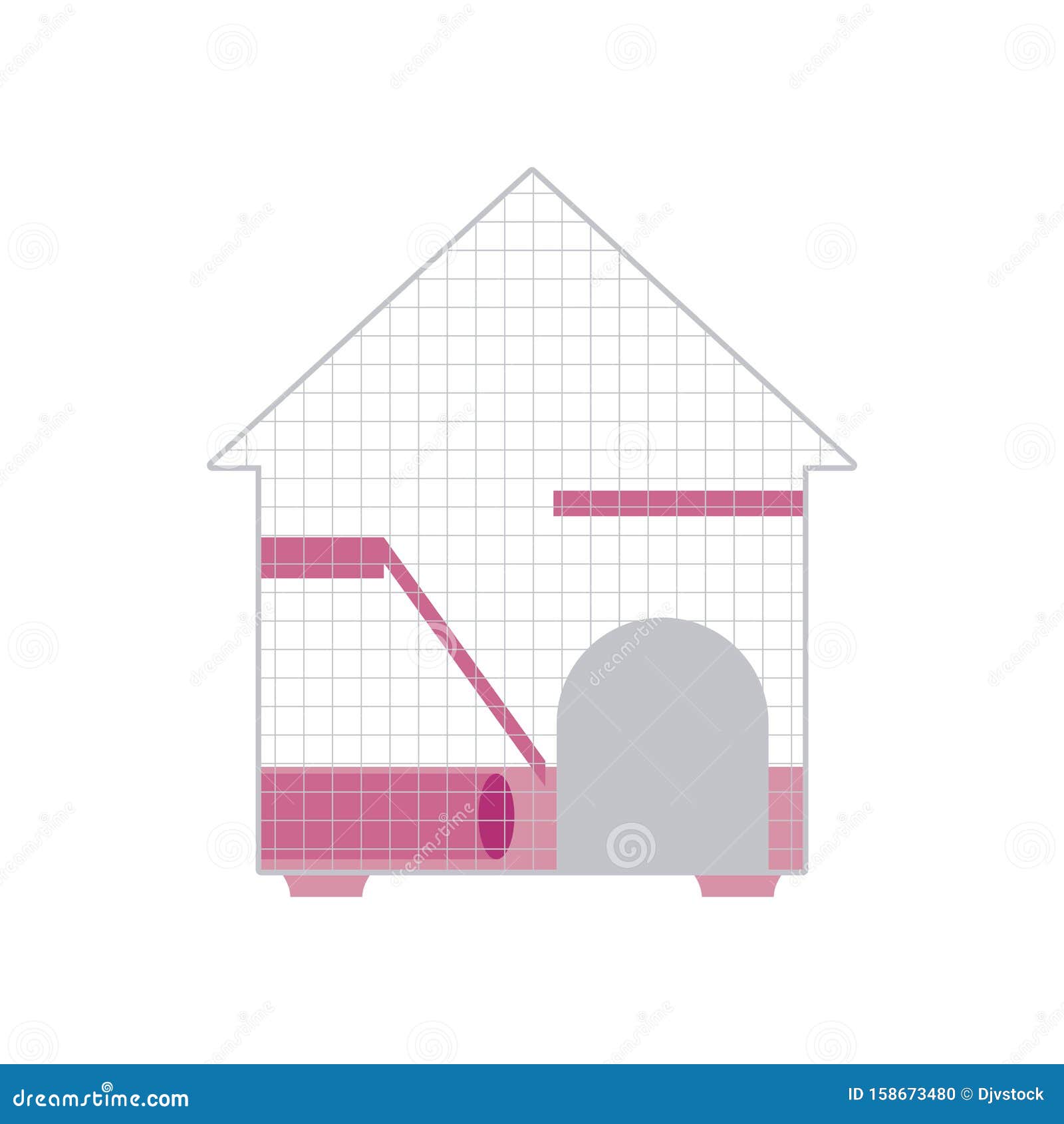 Cute Hamster Cage on White Background Stock Illustration - Illustration ...