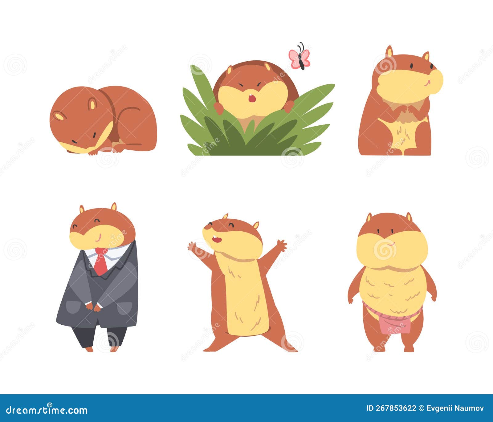 Cute Hamster Character Engaged in Different Activity Vector Set Stock ...