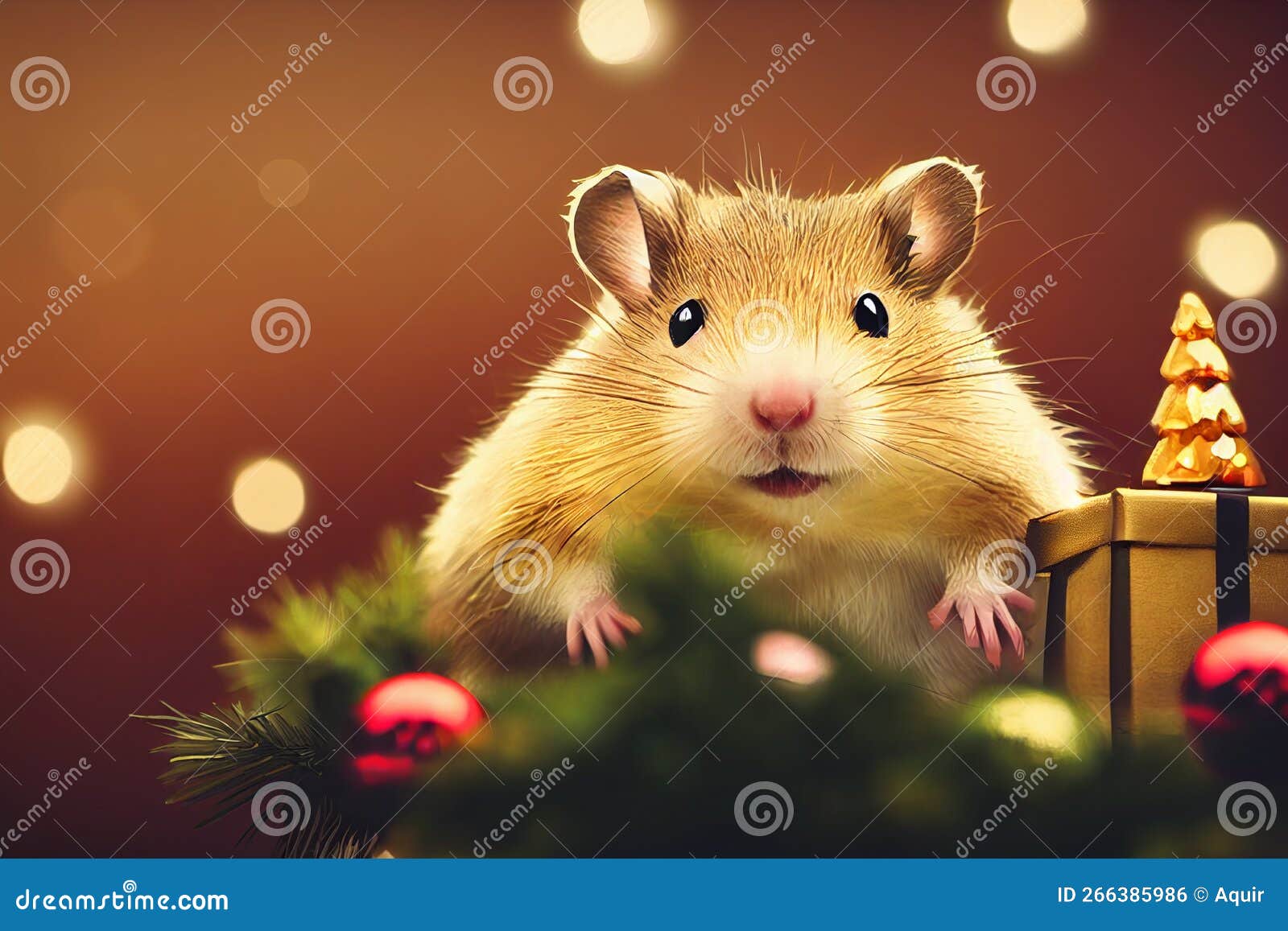 Cute Hamster with Christmas Gift. Ai Generated. Hamster Celebrating ...