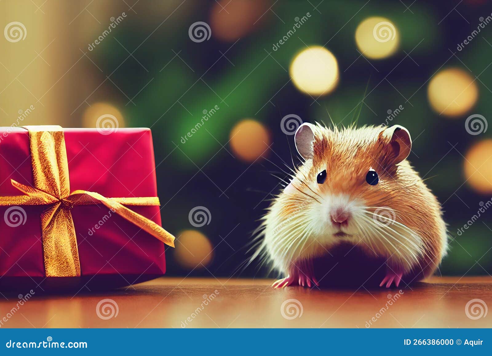 Cute Hamster with Christmas Gift. Ai Generated. Hamster Celebrating ...