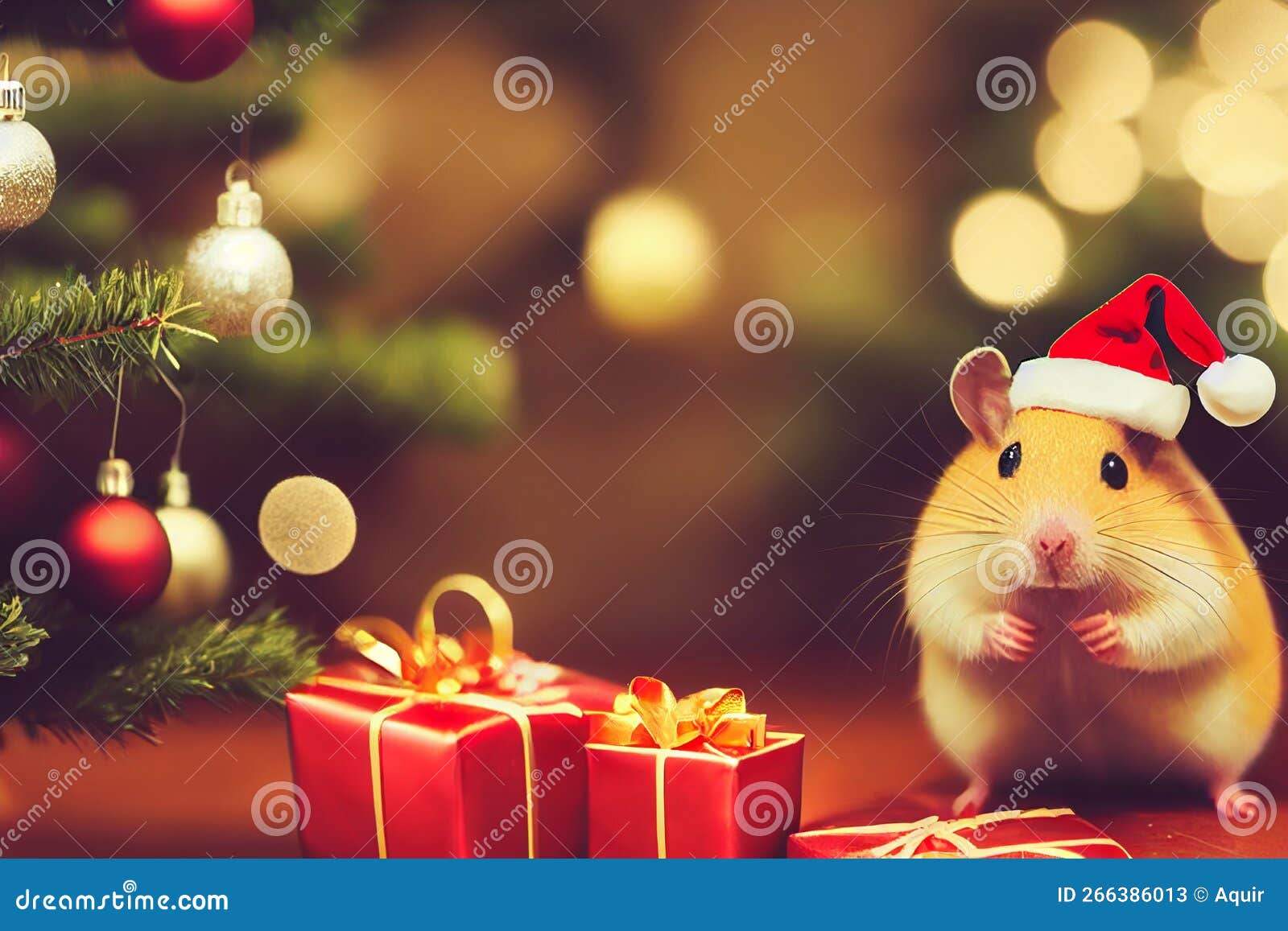 Cute Hamster with Christmas Gift. Ai Generated. Hamster Celebrating ...