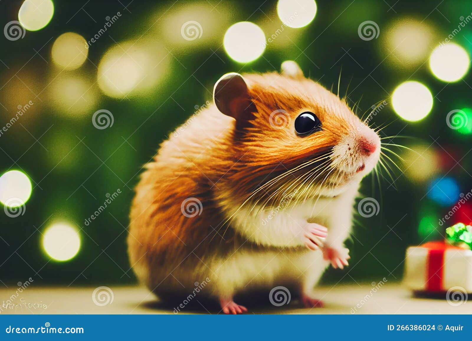 Cute Hamster with Christmas Gift. Ai Generated. Hamster Celebrating ...